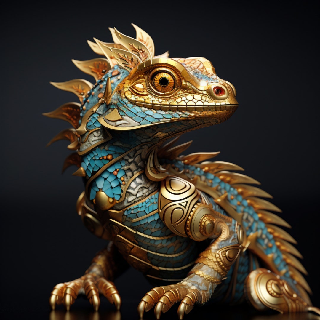 Instant Digital Download AI Image Golden Lizard - Etsy