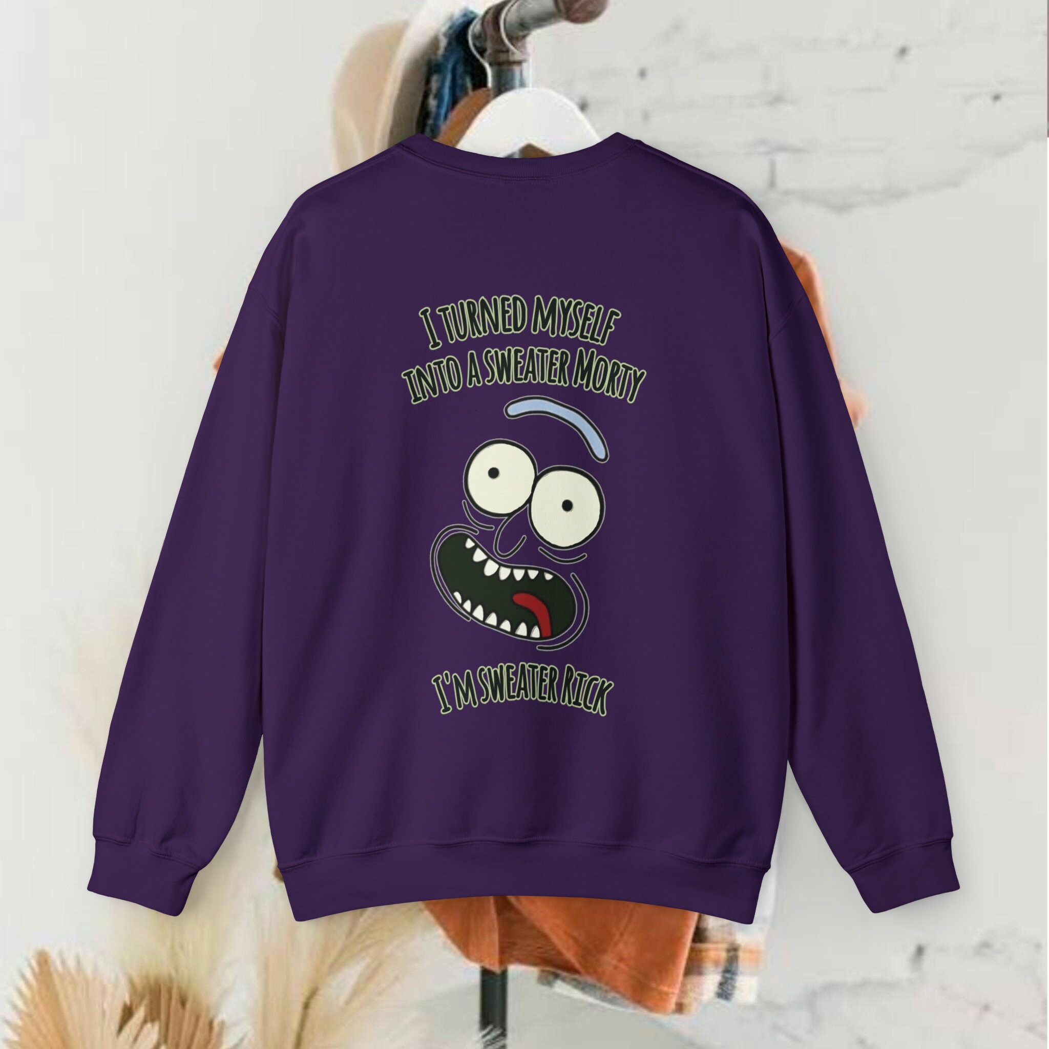 Sweater Rick, Print on Back, Unisex, Crewneck, Sweatshirt - Etsy