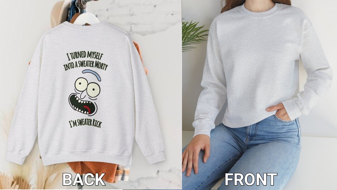 Sweater Rick, Print on Back, Unisex, Crewneck, Sweatshirt - Etsy
