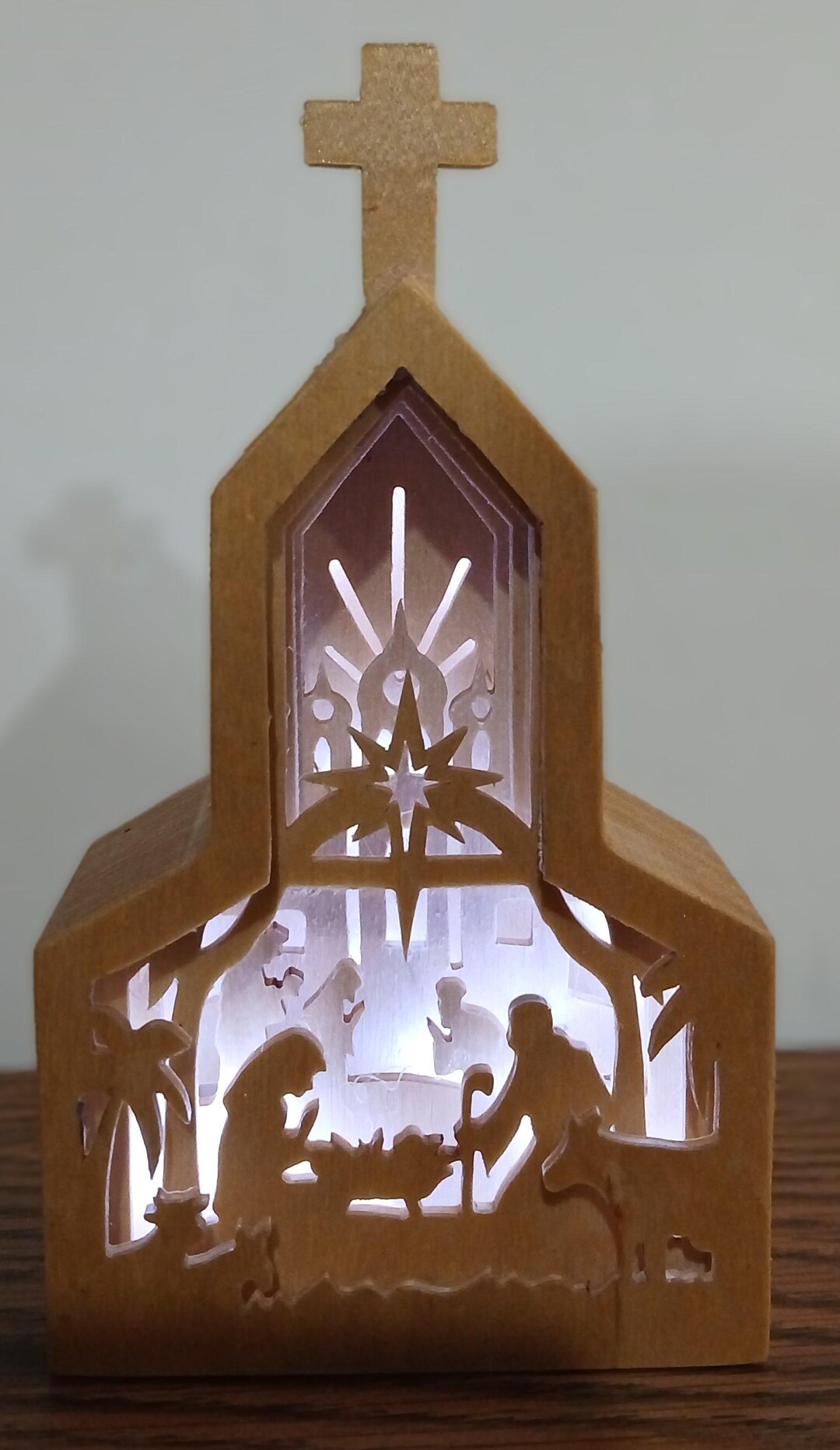 Lighted Church Nativity Manger Scene Christmas Handmade - Etsy