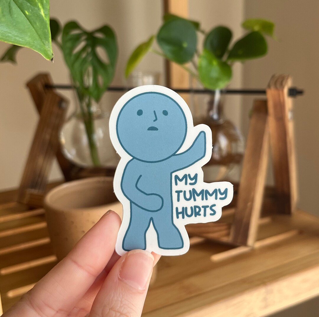My Tummy Hurts Smiski Sticker Waterproof and Dishwasher Safe Vinyl ...