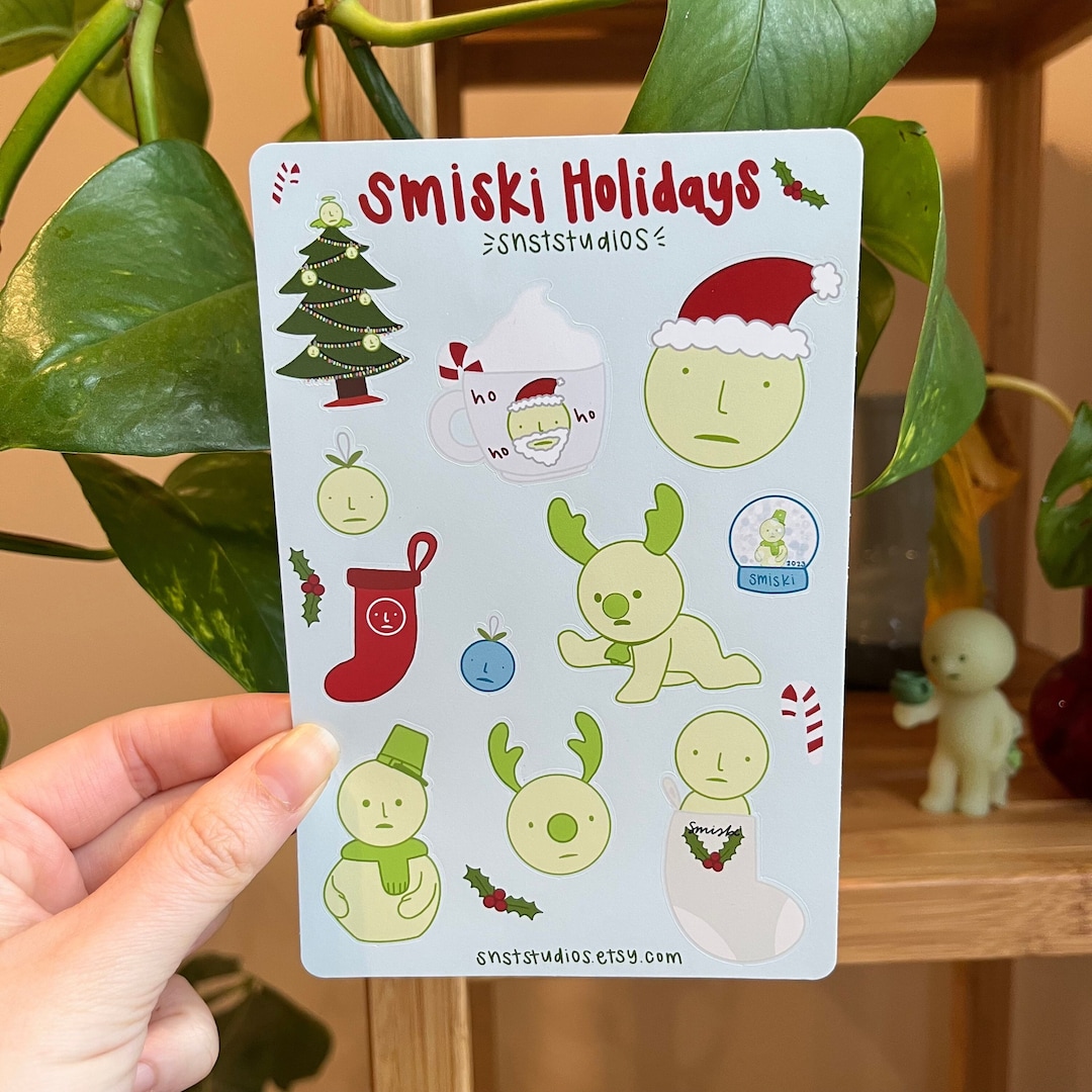 Smiski Holidays, Christmas Smiski Sticker Sheet | Waterproof and ...