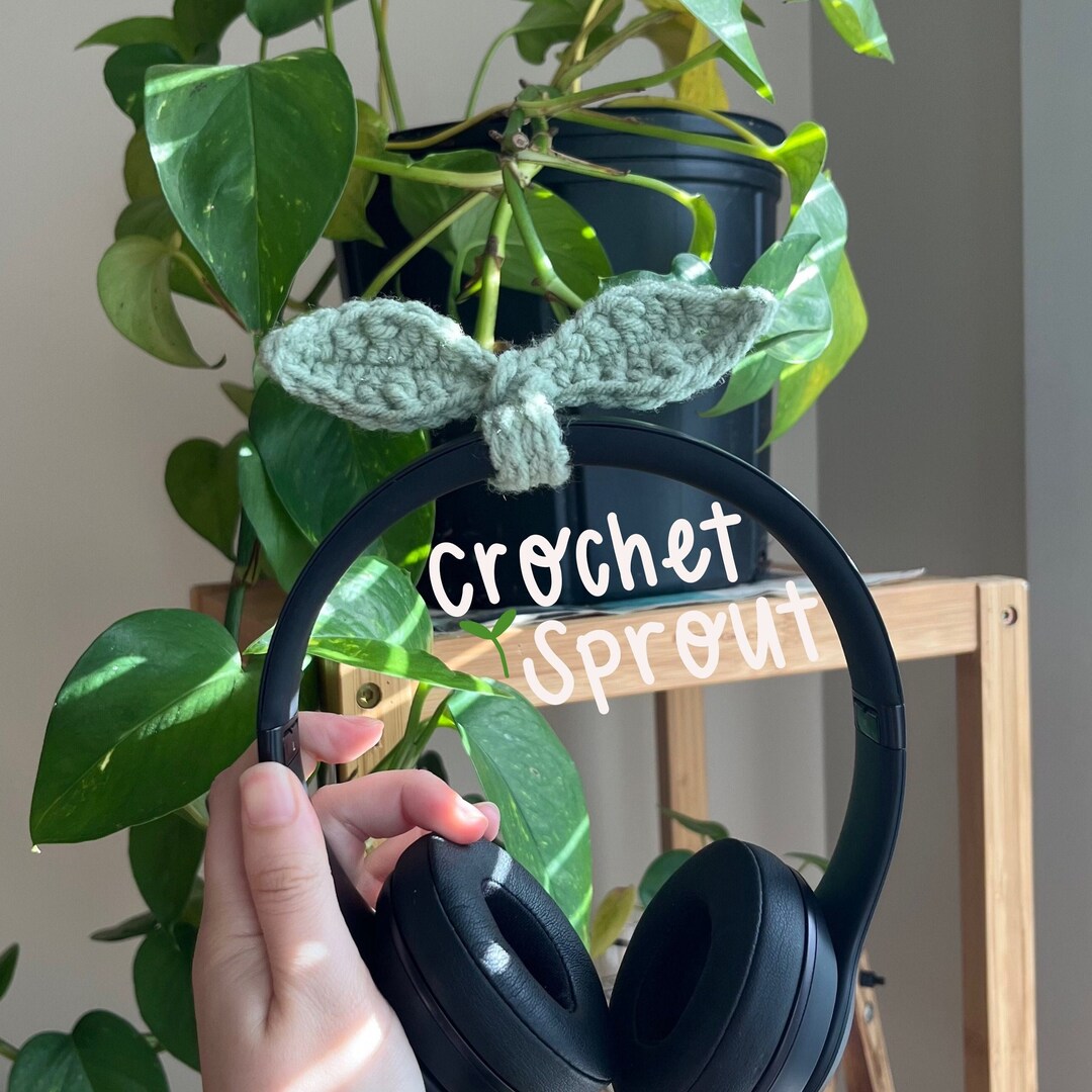 Crochet Sprout! | Handmade Sprout Leaf Headphone Accessory, Bookmark ...