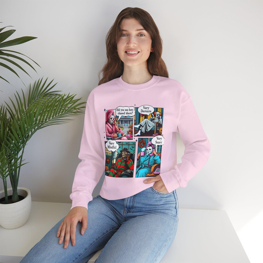 Very Demure Very Mindful Very Scary Horror Killer Sweatshirt, Coquette ...