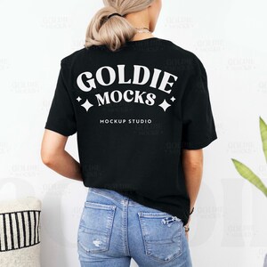 Gildan 64000 Black Tshirt Back Mockup | Back of G640 Black T-shirt Mock ...