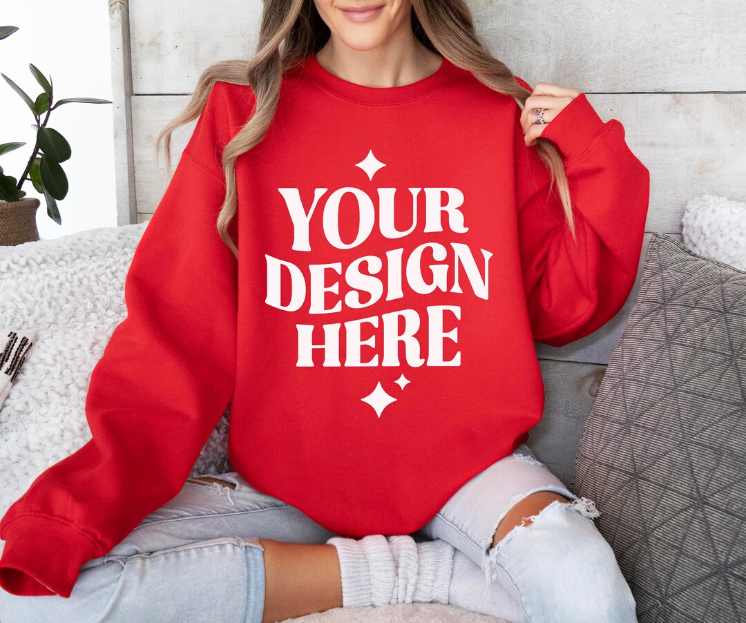 Gildan 18000 Red Sweatshirt Mockup G180 Red Crewneck Mockup - Etsy Canada