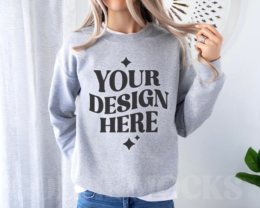 Gildan 18000 Sport Grey Sweatshirt Mockup | G180 Grey Crewneck Mockup ...