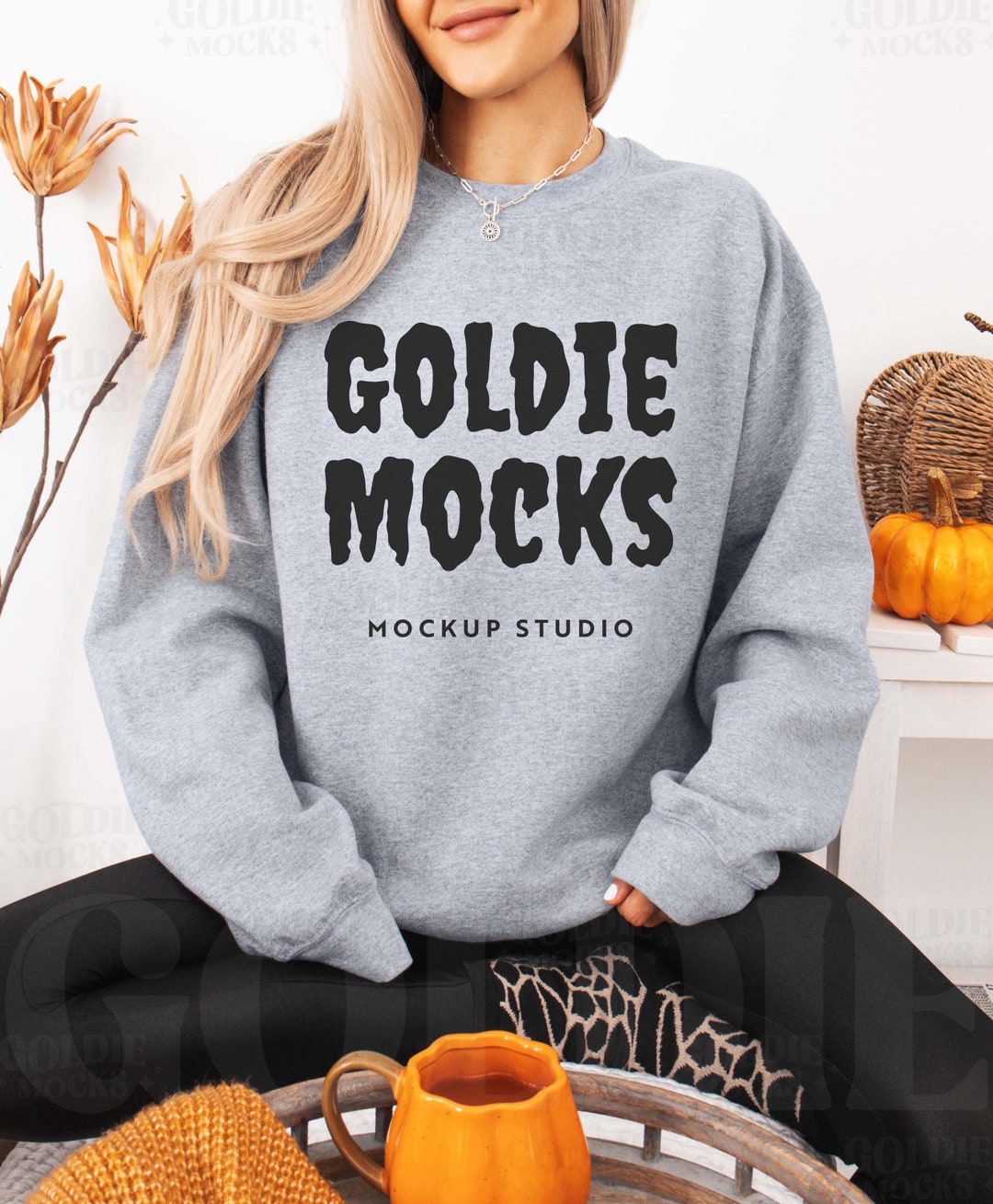 Gildan 18000 Sport Grey Sweatshirt Mockup | G180 Grey Crewneck Mockup ...