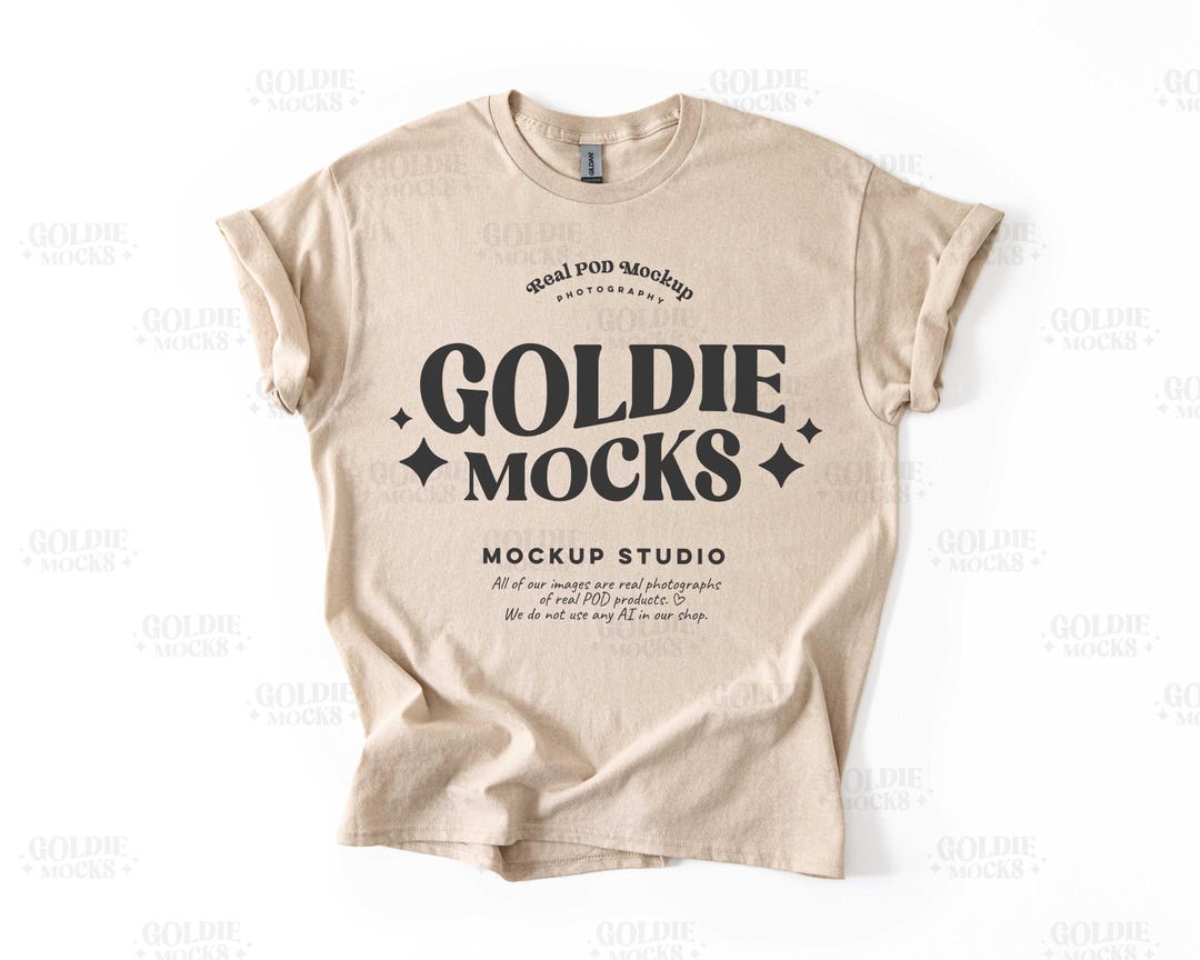 Gildan 5000 Sand Shirt Flat Lay Mockup | G500 Sand Tan Tshirt Mock-up ...
