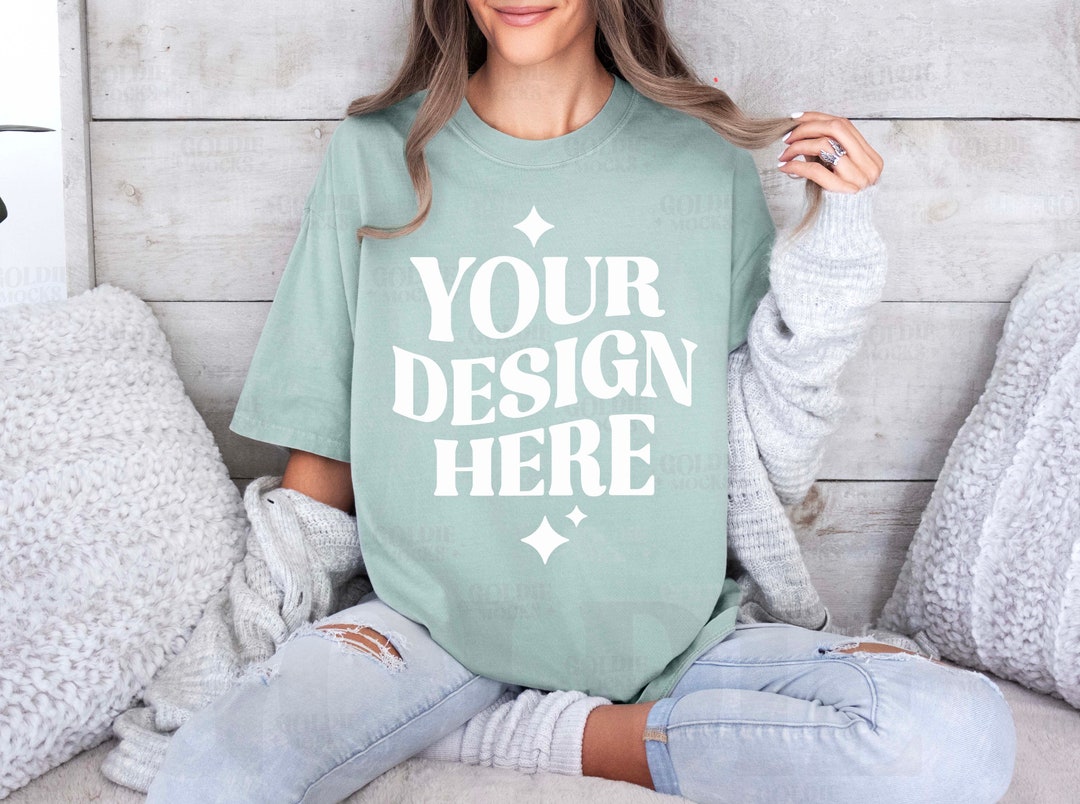 Comfort Colors C1717 Bay Shirt Mockup | Pale Green T-shirt Mockup ...