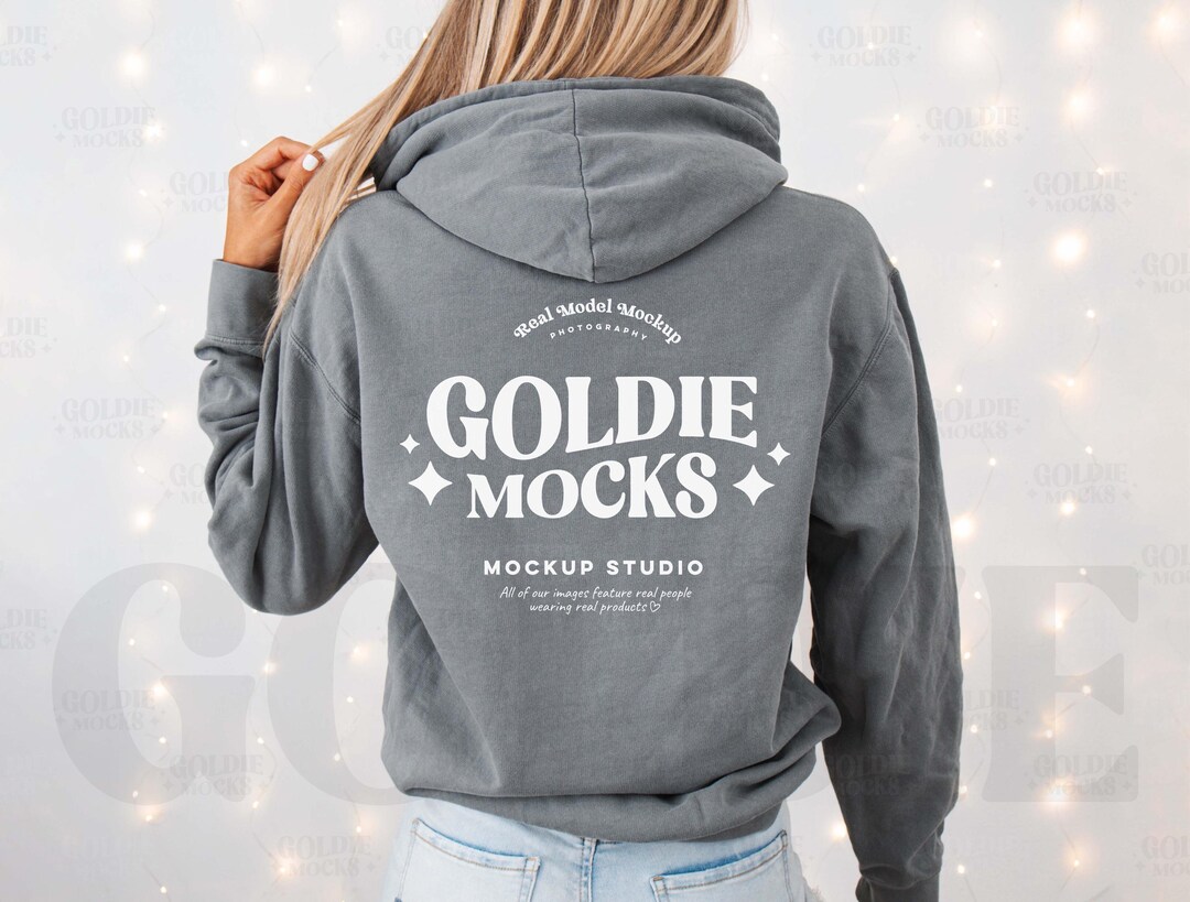 Comfort Colors 1467 Grey Hoodie Back Mockup | Back View 1467 Grey ...
