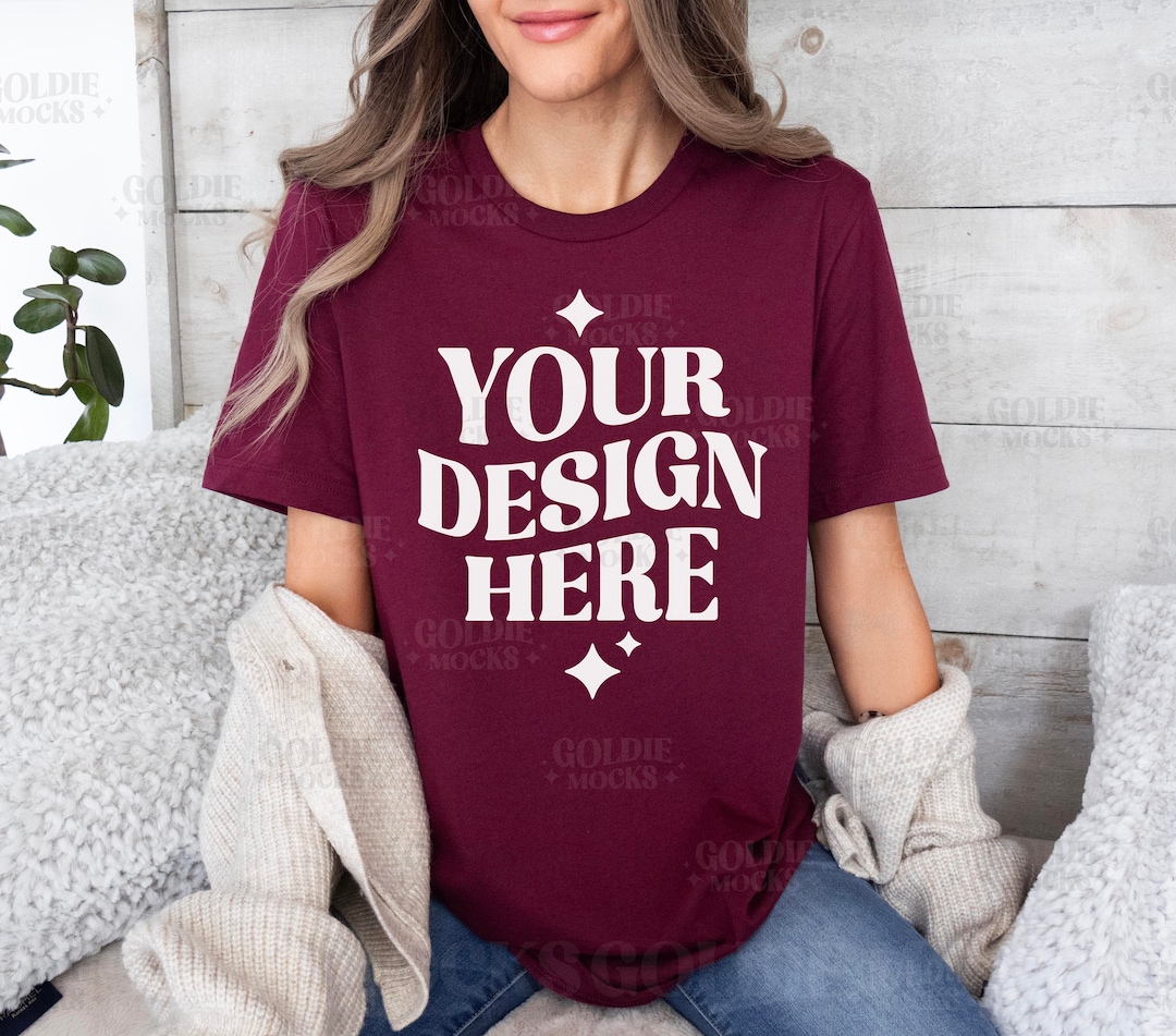 Bella Canvas 3001 Maroon Tshirt Mockup | 3001 Maroon T-shirt Mockup ...