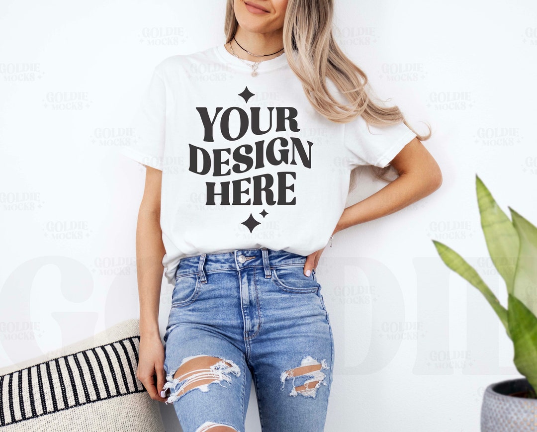 Comfort Colors C1717 White Shirt Mockup | CC 1717 White T-shirt Mockup | Real Model Mock ...