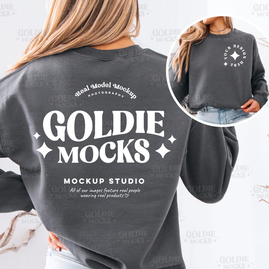 Gildan 18000 Charcoal Sweatshirt Front & Back Mockup | G180 Grey ...