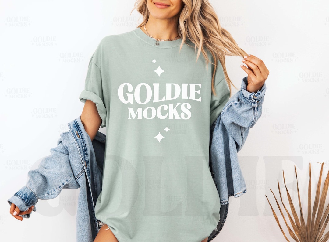 Comfort Colors C1717 Bay Shirt Mockup | CC 1717 Bay Pale Green T-shirt ...