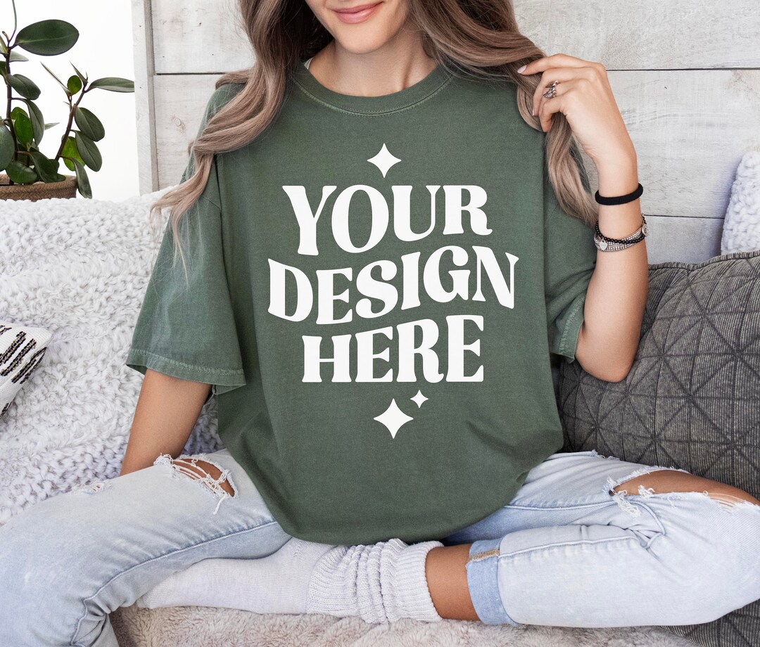 Comfort Colors C1717 Moss Shirt Mockup Green T-shirt Mockup - Etsy