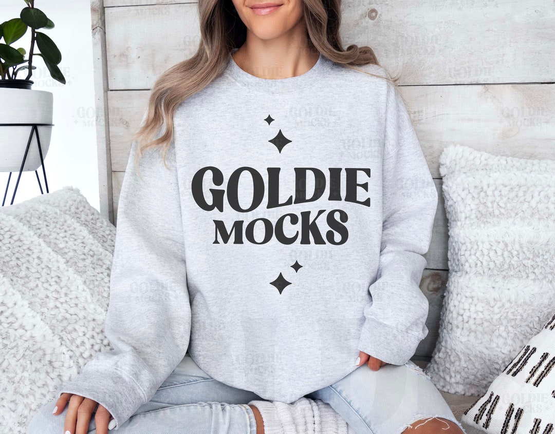Gildan 18000 Ash Grey Sweatshirt Mockup | G180 Grey Crewneck Mockup ...
