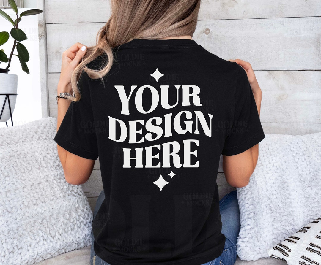 Bella Canvas 3001 Black Tshirt Back Mockup | Black Shirt Back View ...