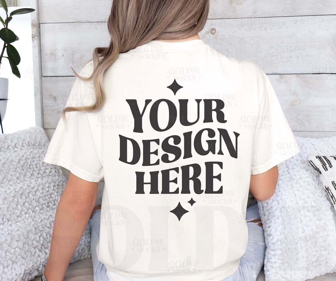 Comfort Colors C1717 Ivory Shirt Back Mockup | Ivory T-shirt Back Mock ...