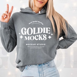 Comfort Colors 1467 Grey Hoodie Mockup | CC 1467 Grey Hooded Sweatshirt ...