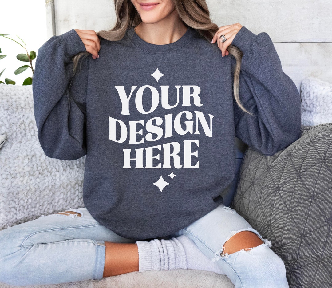Gildan 18000 Dark Heather Sweatshirt Mockup G180 Dark - Etsy