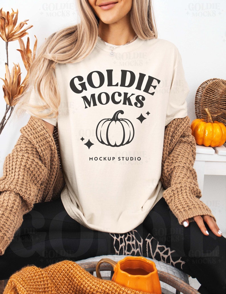 Comfort Colors C1717 Ivory Shirt Mockup | 1717 Ivory T-shirt Mock-up ...