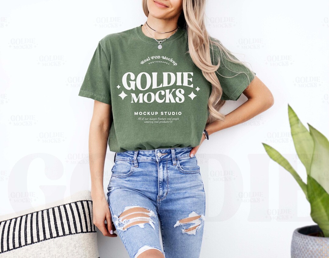 Comfort Colors C1717 Hemp Shirt Mockup | CC 1717 Earthy Hemp Green T ...