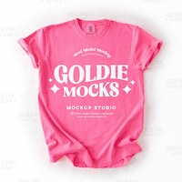 Comfort Colors 1717 Neon Pink Mockup, CC1717 Flat Lay Mock Up, 1717 ...
