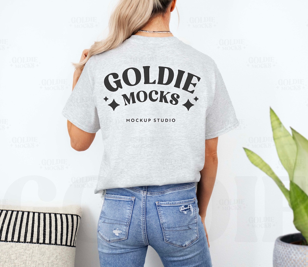 Gildan 5000 Ash Tshirt Back Mockup | Back of G500 Ash Grey T-shirt ...