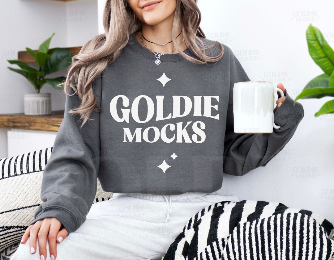 Gildan 18000 Charcoal Sweatshirt Mockup | G180 Grey Crewneck Mock-up ...