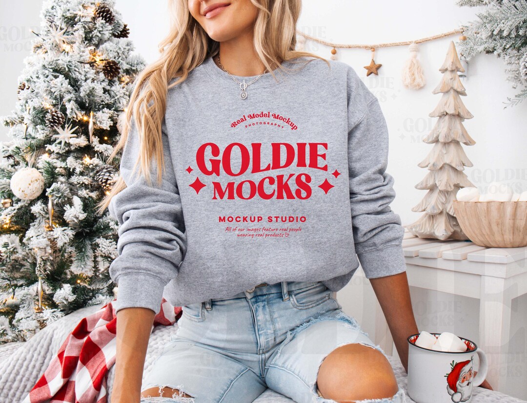 Gildan 18000 Sport Grey Sweatshirt Mockup | G180 Grey Crewneck Mock-up ...