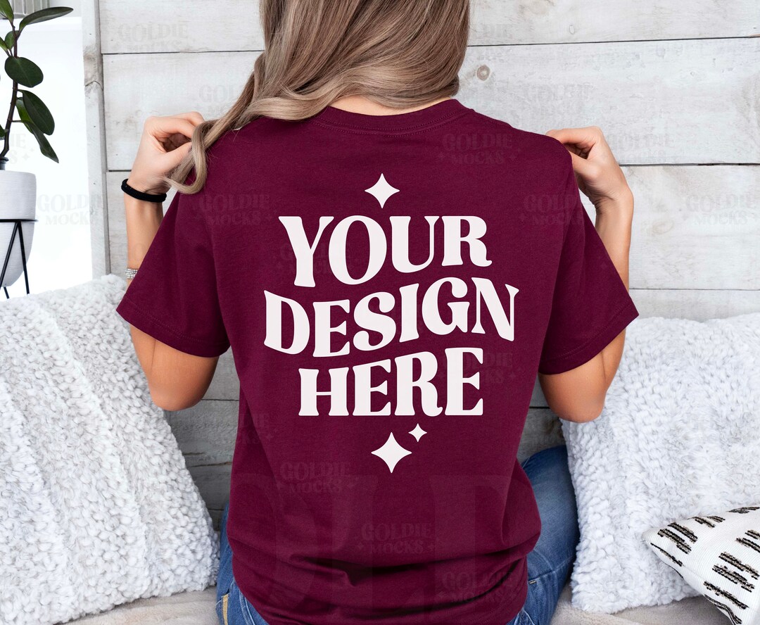 Bella Canvas 3001 Maroon Tshirt Back Mockup | Maroon Shirt Back View ...