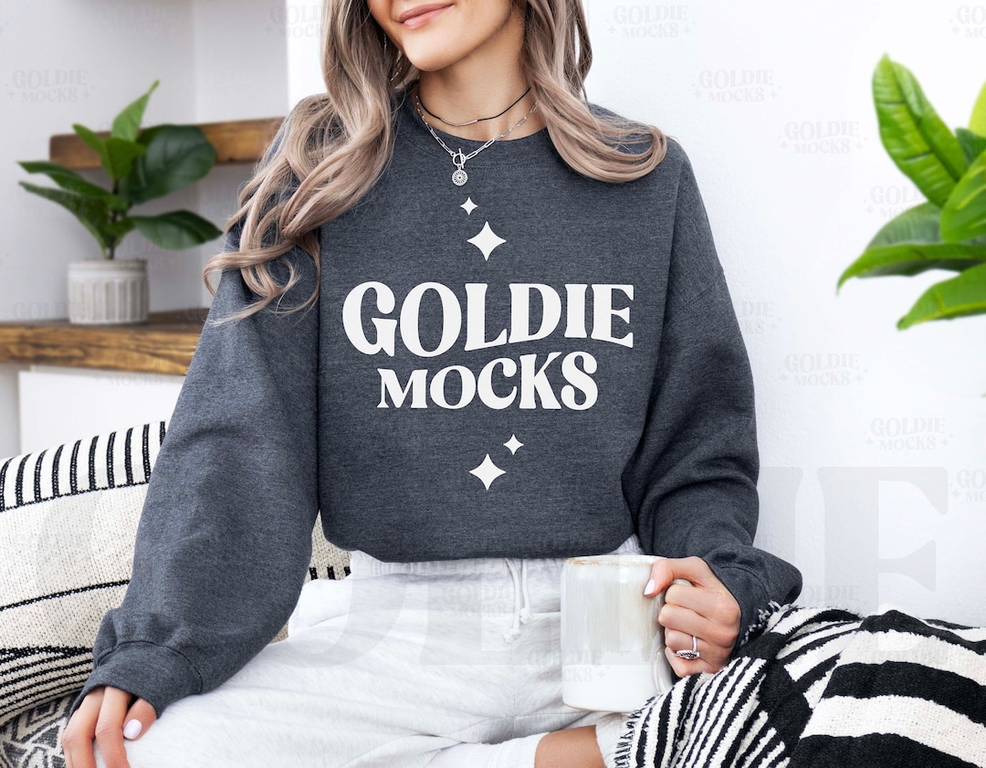 Gildan 18000 Dark Heather Sweatshirt Mockup | G180 Grey Crewneck Mockup ...
