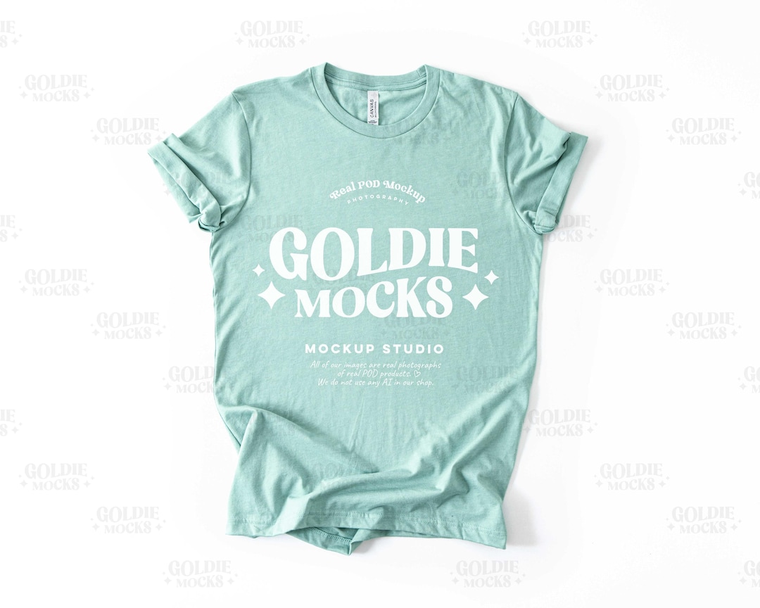 Bella Canvas 3001 Heather Dusty Blue Shirt Flat Lay Mockup | BC 3001 ...