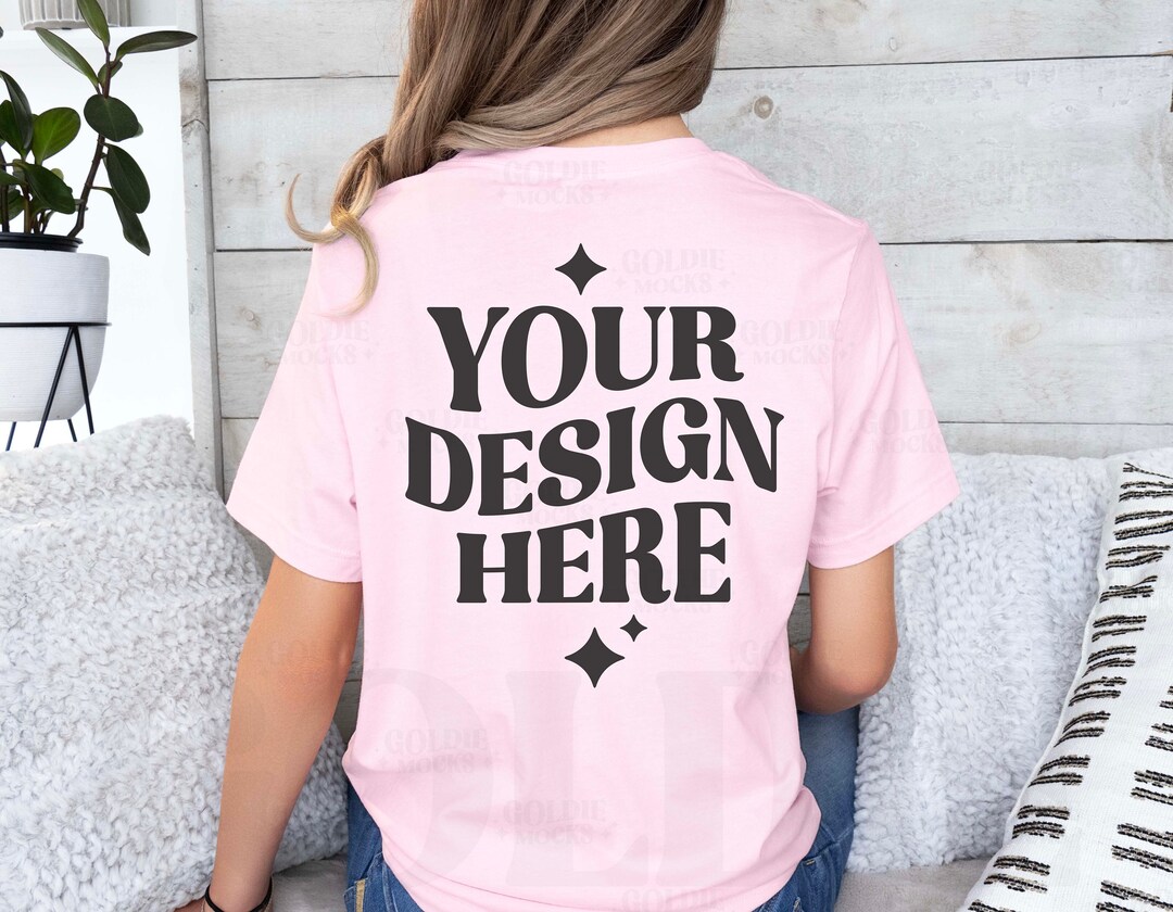 Bella Canvas 3001 Soft Pink Tshirt Back Mockup | Pink Shirt Back View ...