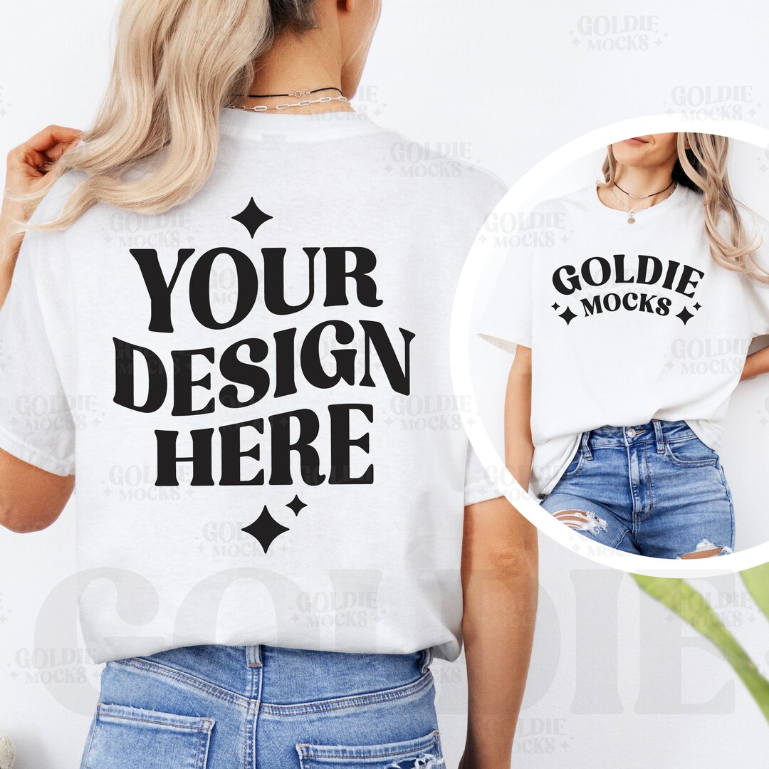 Gildan 5000 White Tshirt Front & Back Mockup | G500 White T-shirt Front ...