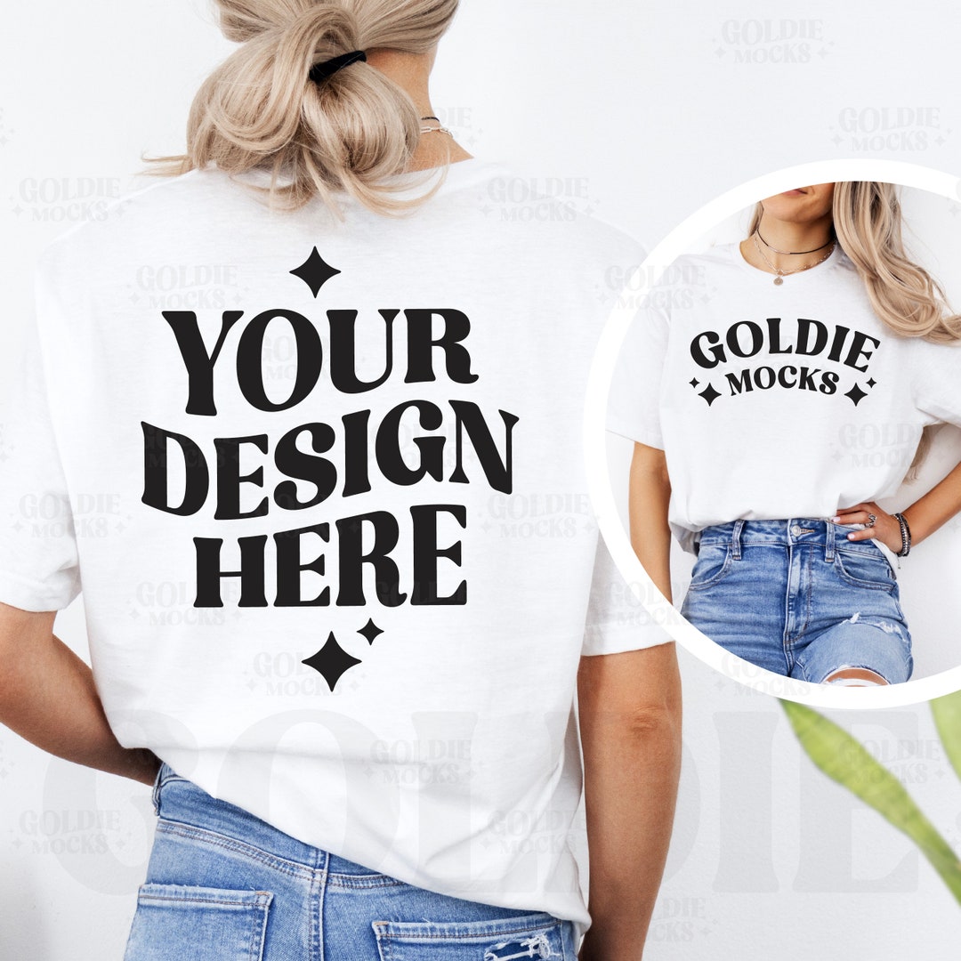 Gildan 64000 White Tshirt Front & Back Mockup | G640 White T-shirt ...