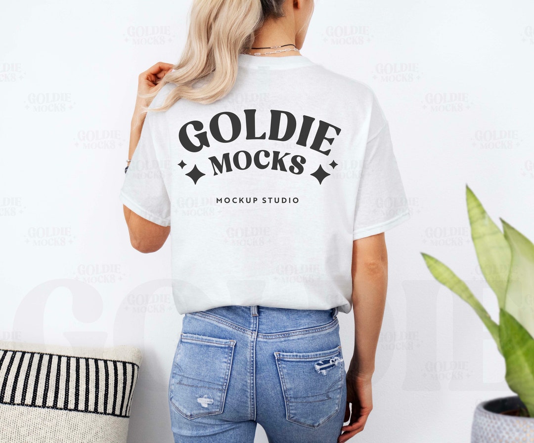 Gildan 5000 White Tshirt Back Mockup | Back of G500 White T-shirt ...