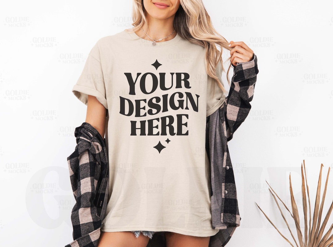Gildan 5000 Sand Tshirt Mockup Long G500 Sand Beige Tan T-shirt Mockup ...