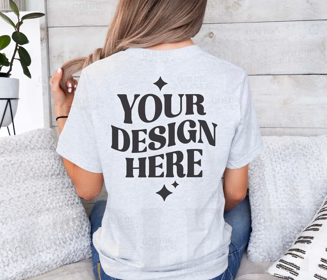 Bella Canvas 3001 Ash Tshirt Back Mockup | Ash Shirt Back View Mockup ...
