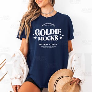 Gildan 64000 Navy Tshirt Mockup | Long G640 Navy Blue T-shirt Mock-up ...