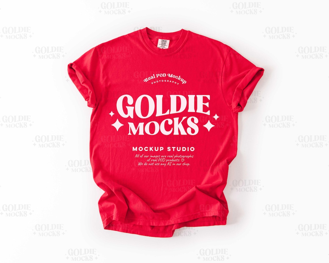 Comfort Colors C1717 Red Shirt Flat Lay Mockup | 1717 Red Tshirt Mock ...