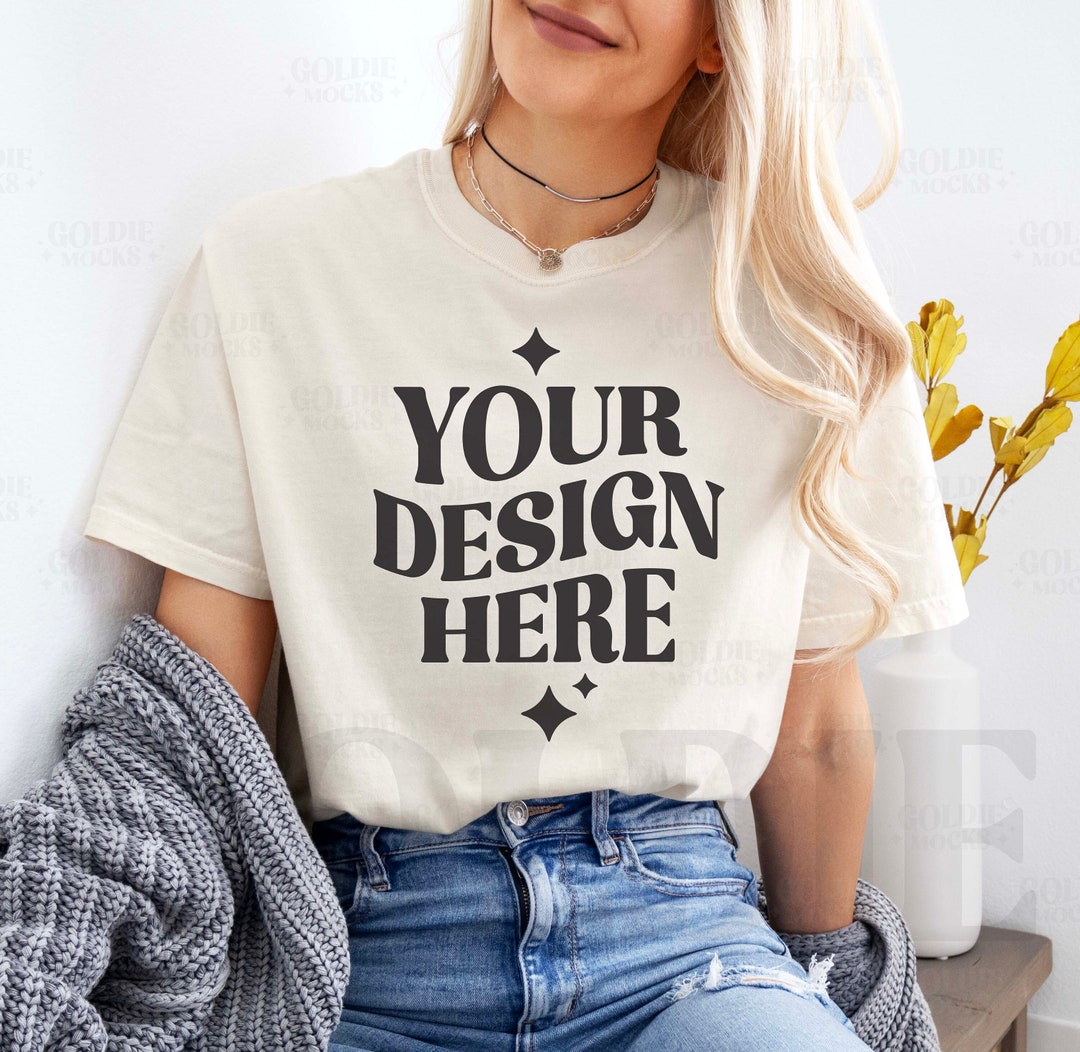 Comfort Colors C1717 Ivory Shirt Mockup CC 1717 Off-white T-shirt Mock ...