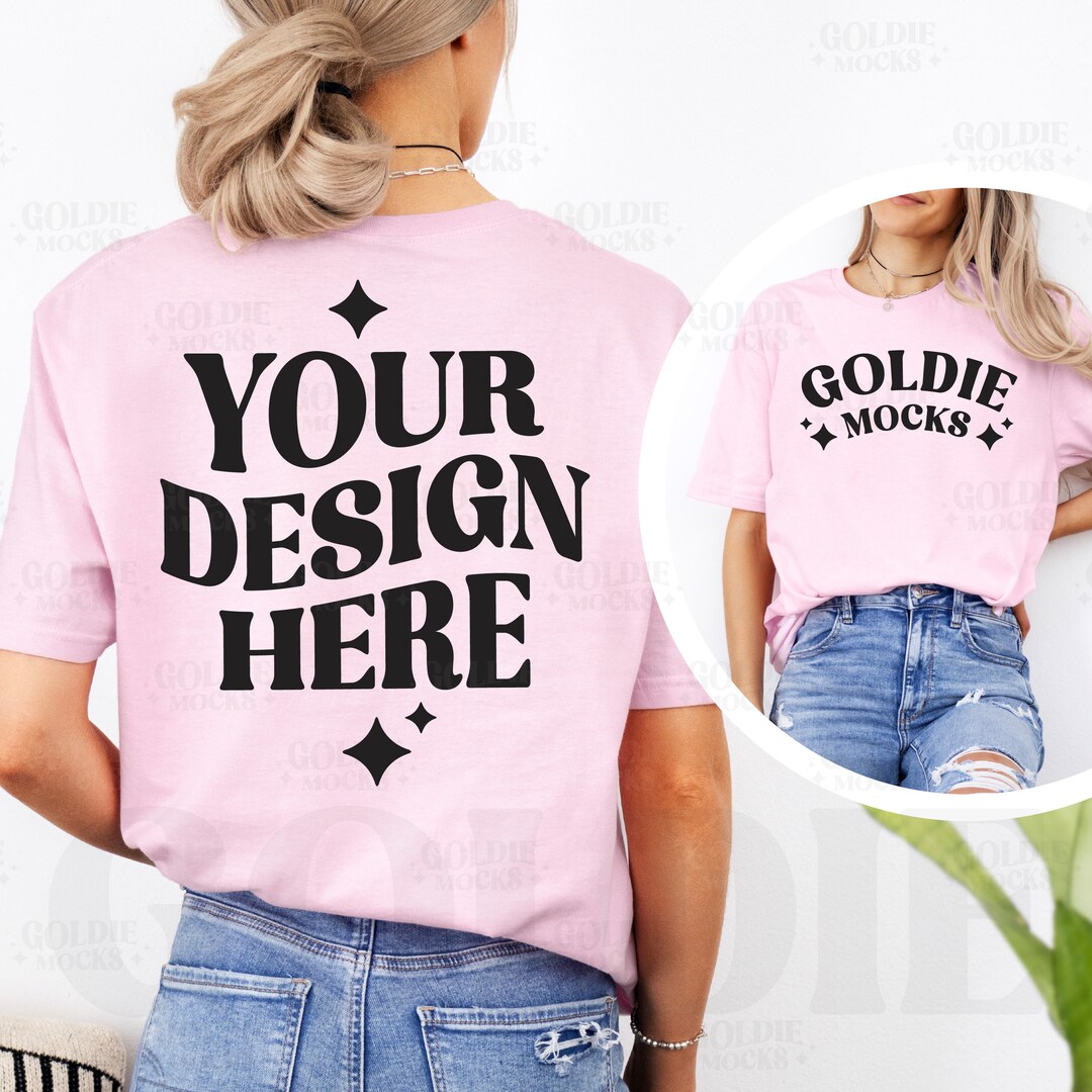 Gildan 64000 Light Pink Tshirt Front & Back Mockup G640 Pink T-shirt ...