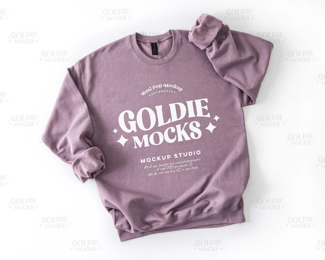Gildan SF000 Paragon Sweatshirt Mockup | SF000 Purple Crewneck Flat Lay ...
