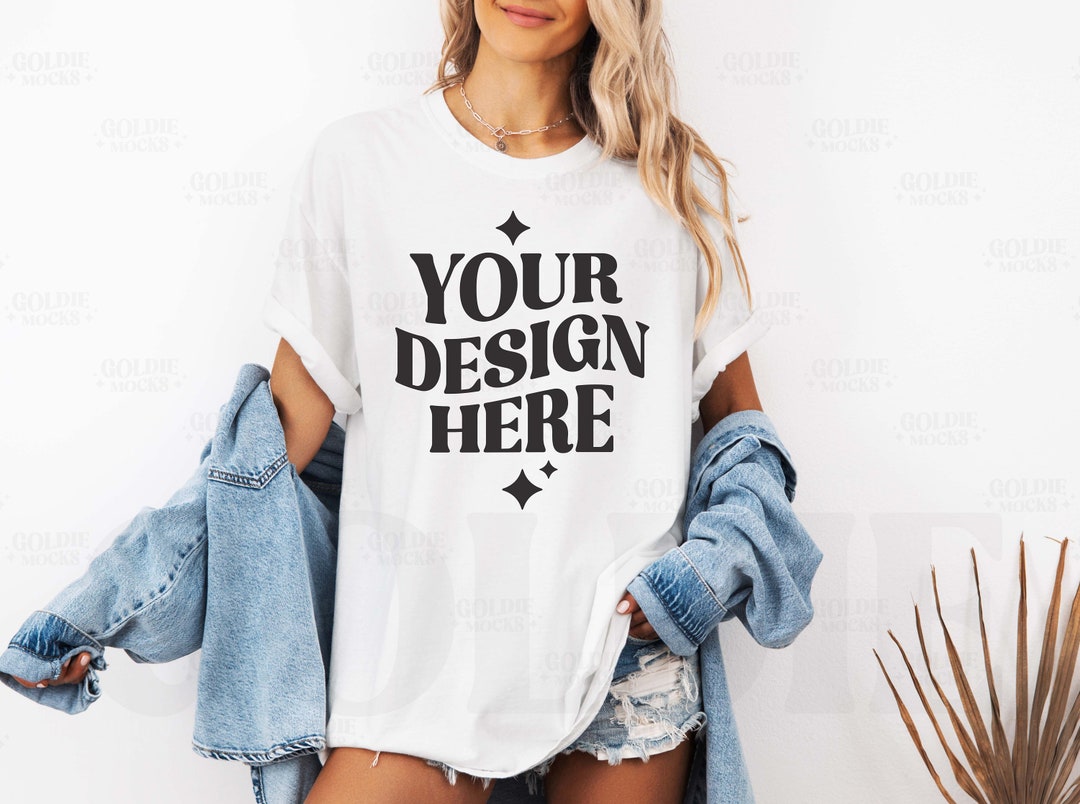 Comfort Colors C1717 White Shirt Mockup CC 1717 White T-shirt Mock-up Real Model Mock Simple ...