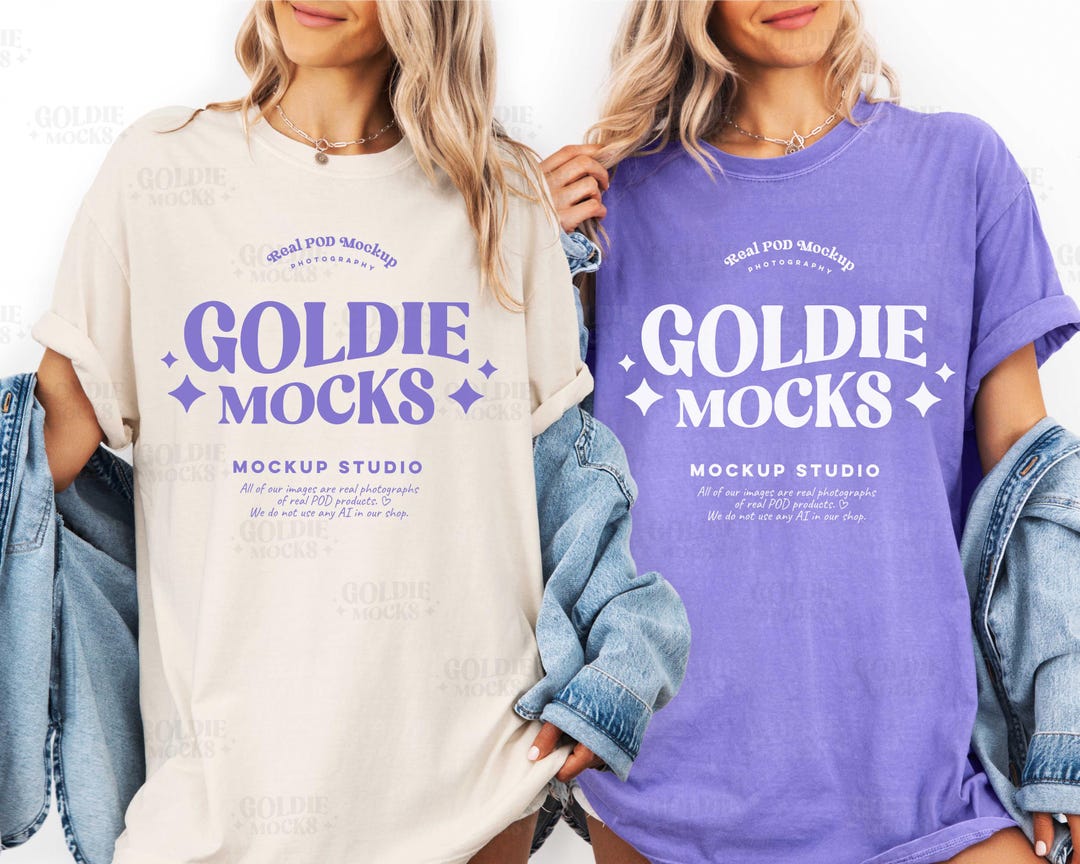 Comfort Colors C1717 Ivory & Violet Group Shirt Mockup | 1717 Ivory ...