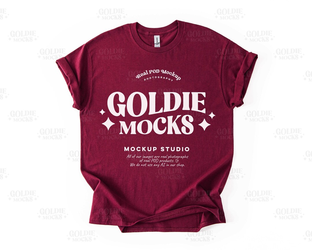 Gildan 5000 Maroon Shirt Flat Lay Mockup | G500 Maroon Tshirt Mock-up ...
