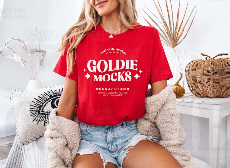 Bella Canvas 3001 Red Shirt Mockup 3001 Red T Shirt Mock Up Real