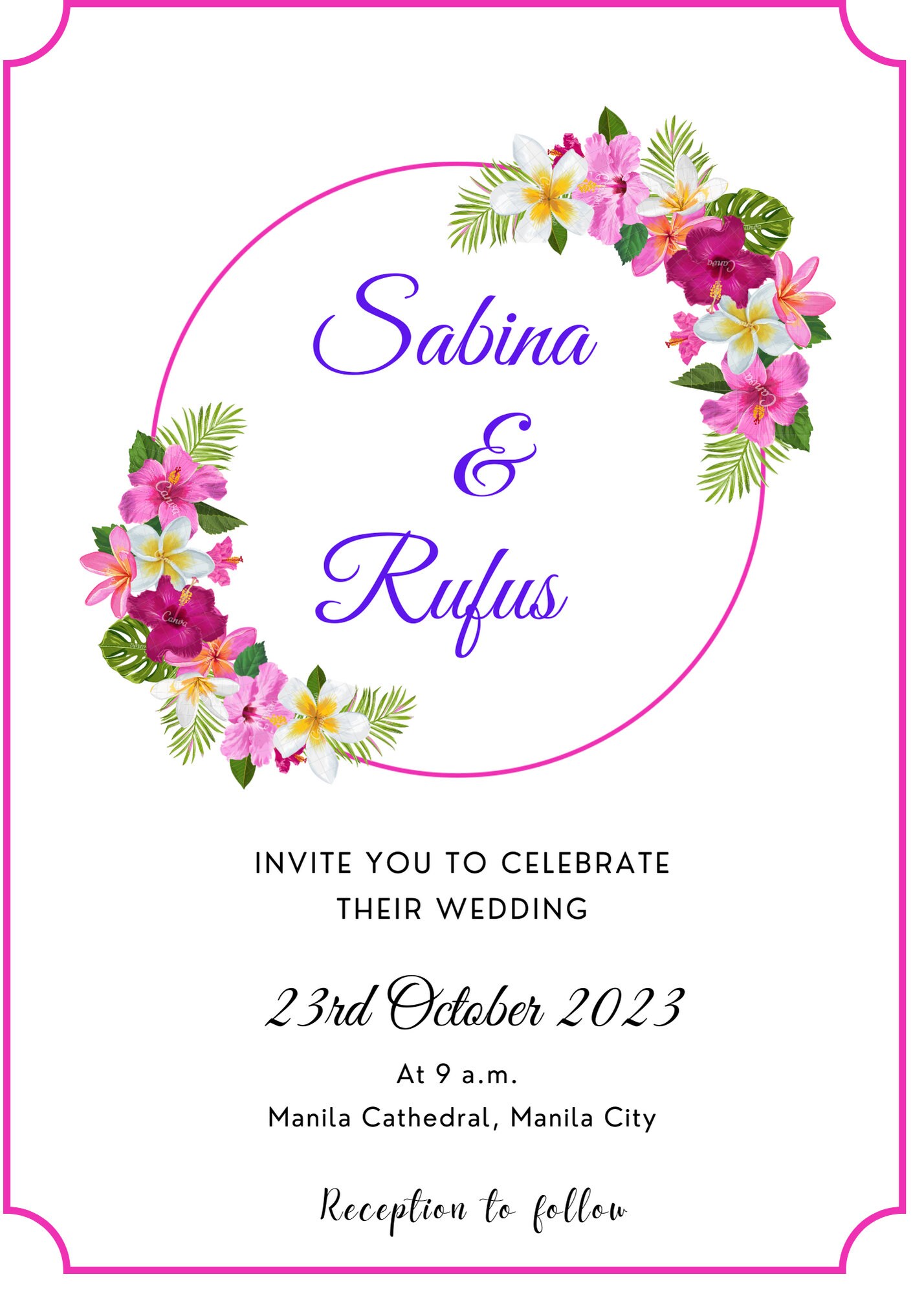 Printable Editable Potrait Wedding Invitation Floral - Etsy